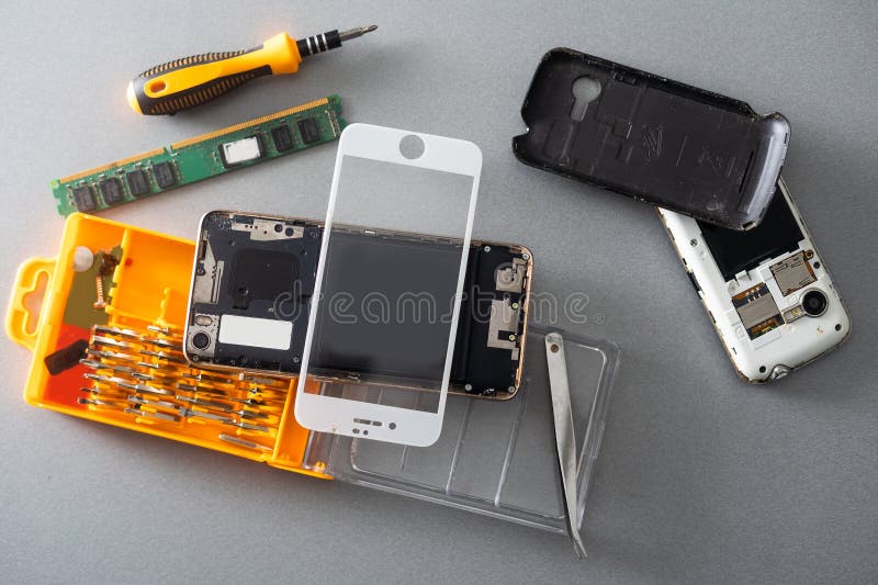 Close-up Photos Showing Process of Mobile Phone Repair Stock Photo ...