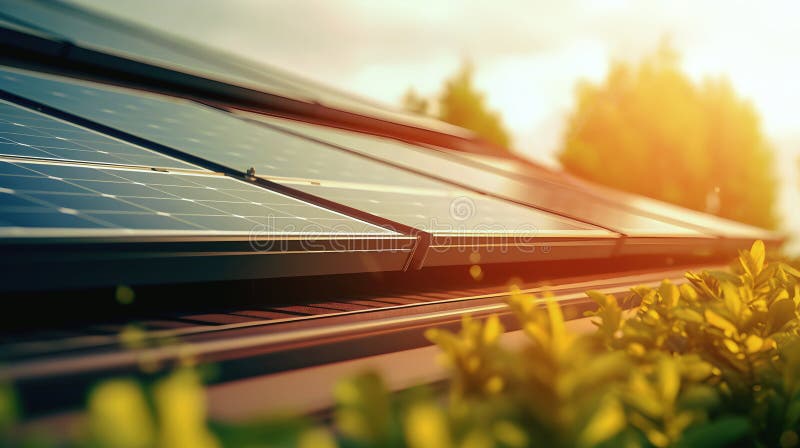 Close-up of a Photovoltaic Solar Panel on a Roof Stock Illustration ...