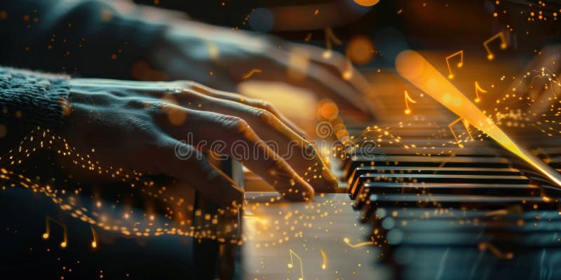 A Close-up of a Pianist Hands Playing a Keyboard Stock Image - Image of ...