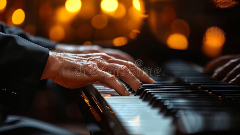 A Close-up of a Pianists Hands on the Keys, Expressing the Artistry of ...