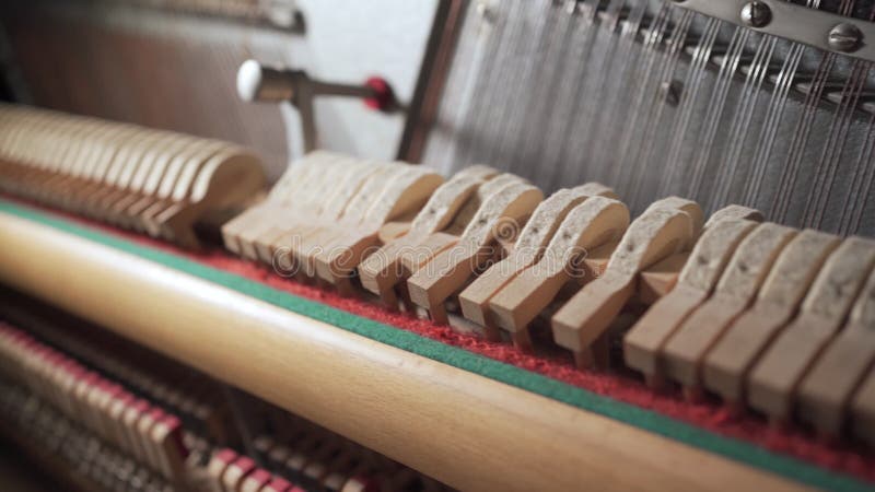 Close-up of Piano Hammers Inside, Gavel of the String Open Mechanism ...