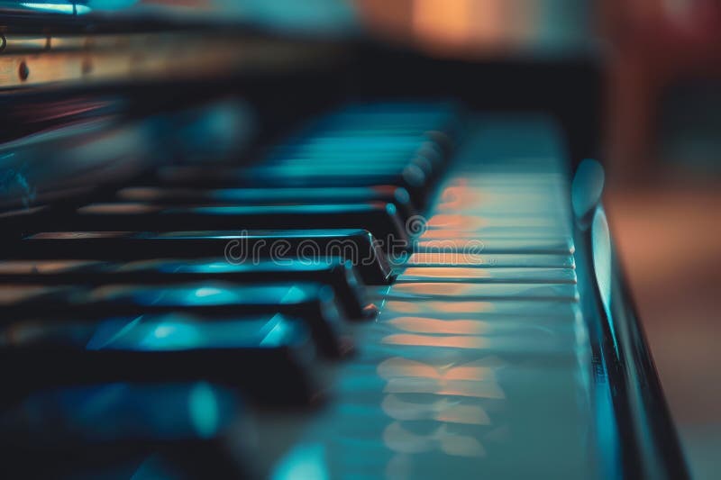 Close-up of Piano Keys Illuminated by Soft, Warm Lighting. Stock ...