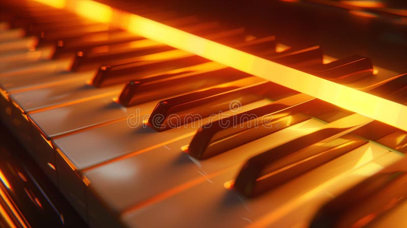 A Close-up of Piano Keys Illuminated by Warm Lighting Stock Photo ...