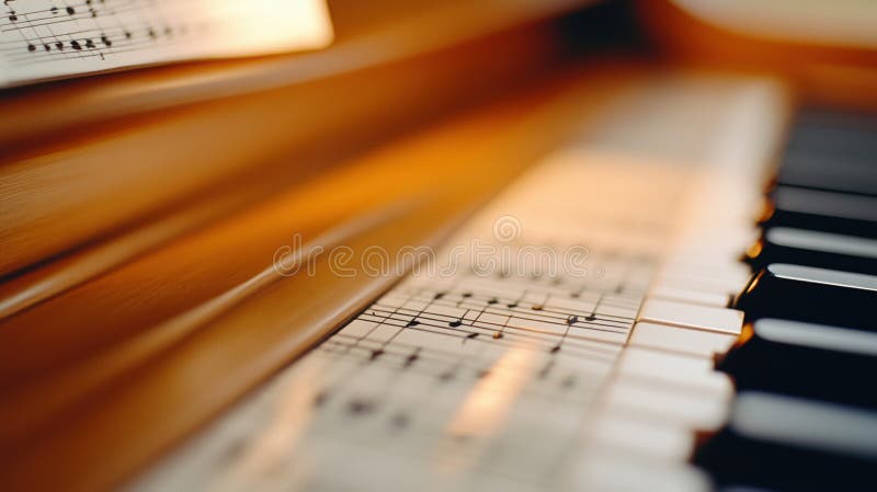 A Close Up of a Piano with Music Notes on the Keys, AI Stock Image ...