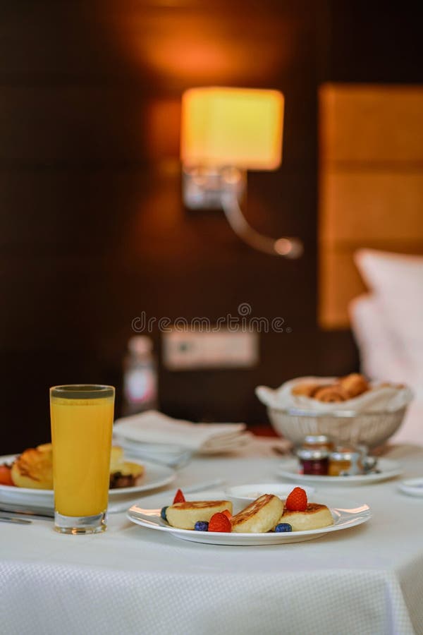Close Up Picture of Breakfast Served in a Hotel Room Stock Photo ...