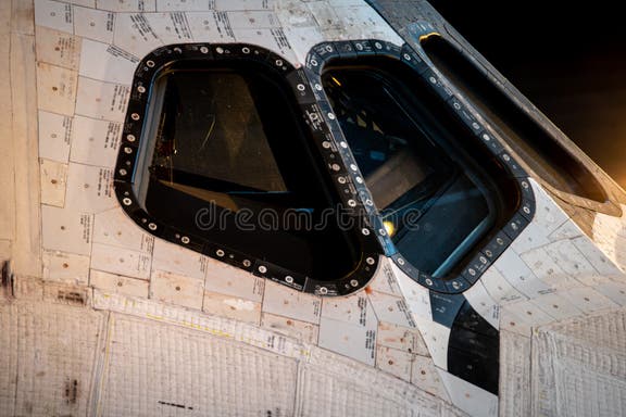 Close Up Picture of the Cockpit of a Space Shuttle Stock Photo - Image ...