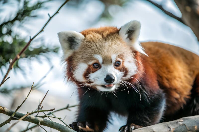 Close-Up Picture of a Cute Red Panda Stock Illustration - Illustration ...