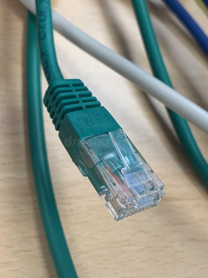Close Up Picture of a Green Network Cable Stock Photo - Image of ...