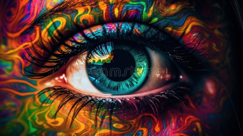 Close Up Picture of Kaleidoscope Eyes Psychedelic Generative AI Stock ...