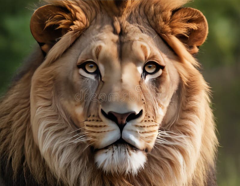 Close-up Picture of a Lion S Head Stock Illustration - Illustration of ...