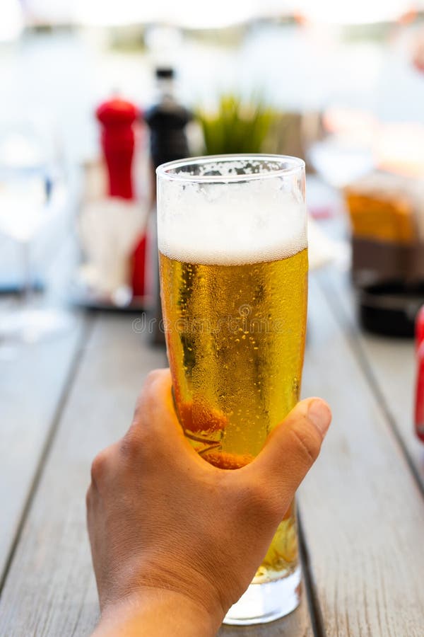 Fresh draught beer stock image. Image of glass, cheerful - 151993087