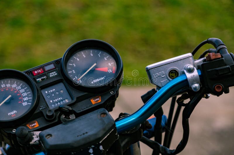Close Up Picture of a Motorcycles Handlebars Stock Image - Image of ...