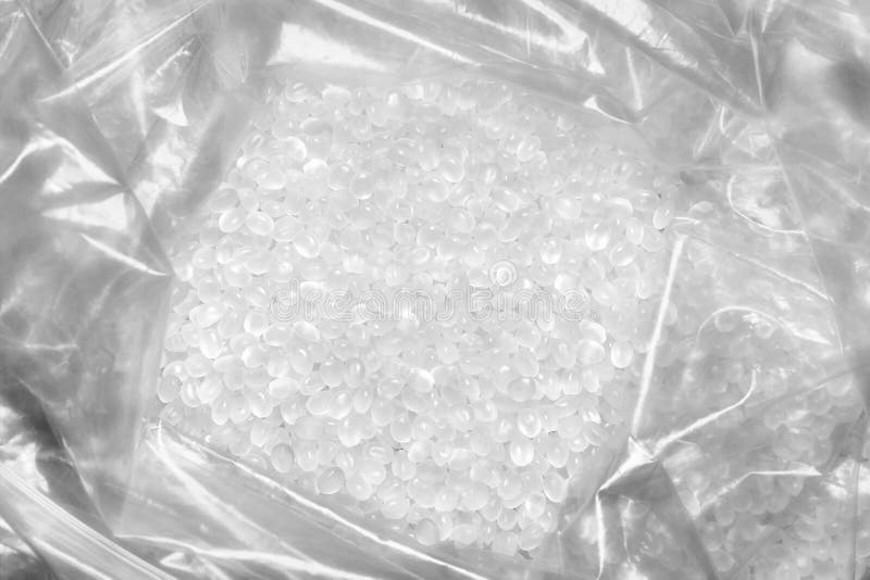 Close Up Picture of Polypropylene Granules in a Plastic Bag, Selective ...