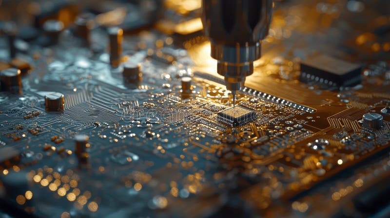 Close Up Semiconductor Chips and Circuit Boards for AI Computer ...