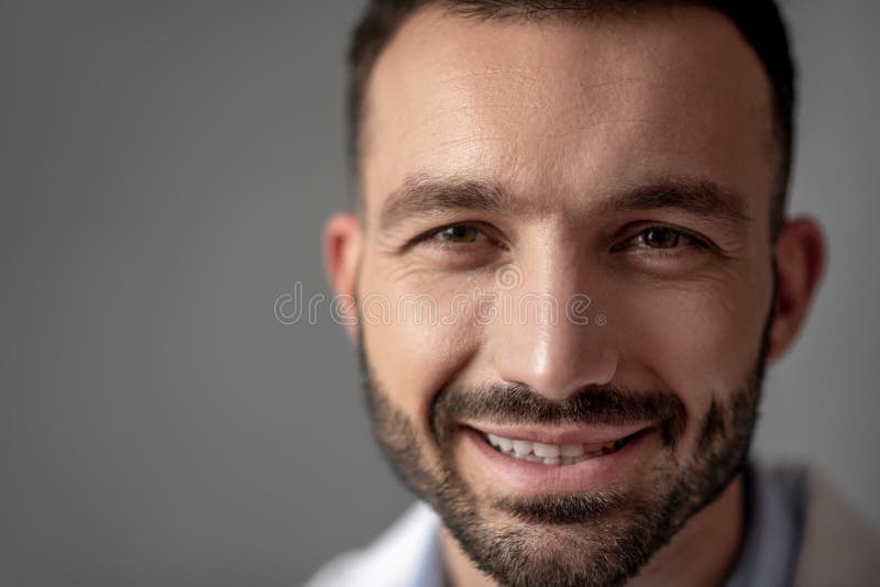Close Up Picture of a Smiling Man Stock Photo - Image of pleasant ...