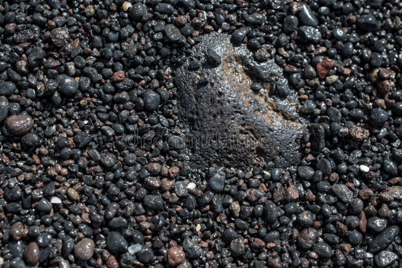 Close-up Picture of the Vulcanic Black Sand Stock Photo - Image of rock ...