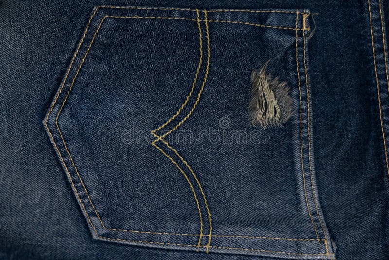 Close-up Pictures of the Surface of the Old Jeans Fabric and the Tear ...