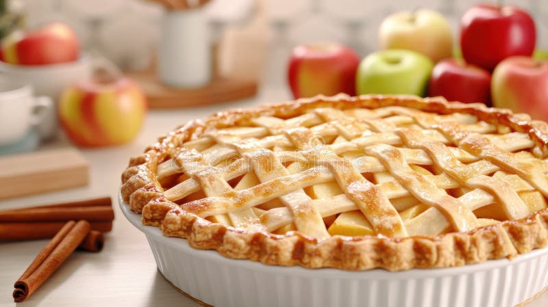 A Close Up of a Pie in the Center of an Apple Display, AI Stock Photo ...