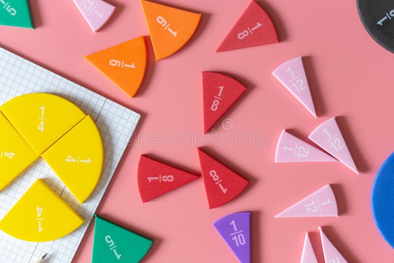 Close Up of a Pie Chart, Mathematical Fractions on a Open Notebook ...