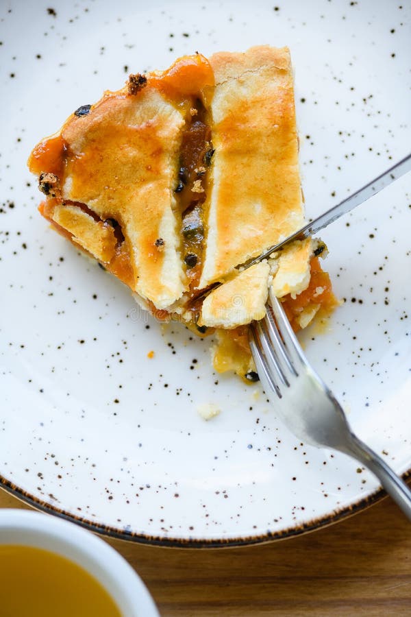 Close-up of a Pie and a Fork with a Knife Stock Image - Image of eating ...