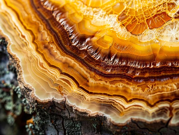A Close Up of a Piece of Agate on a Tree Stump Stock Photo - Image of ...