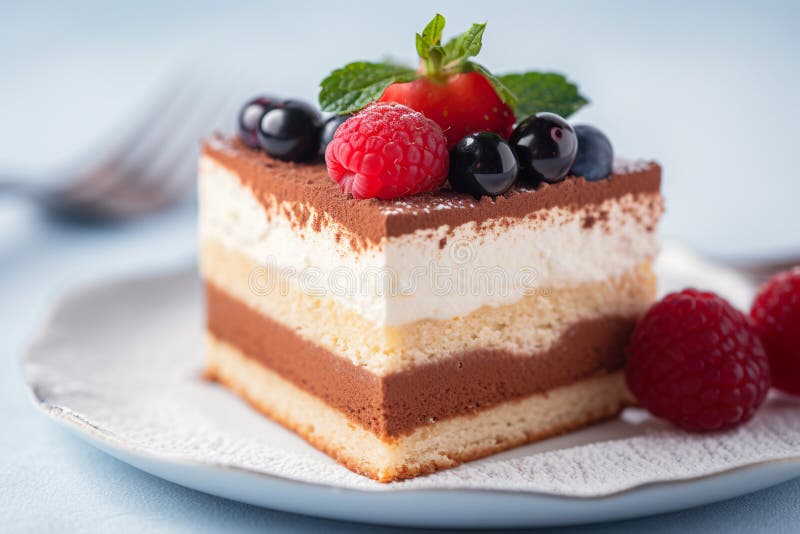 A Close Up of a Piece of Cake on a Plate. AI Generative Image. Stock ...