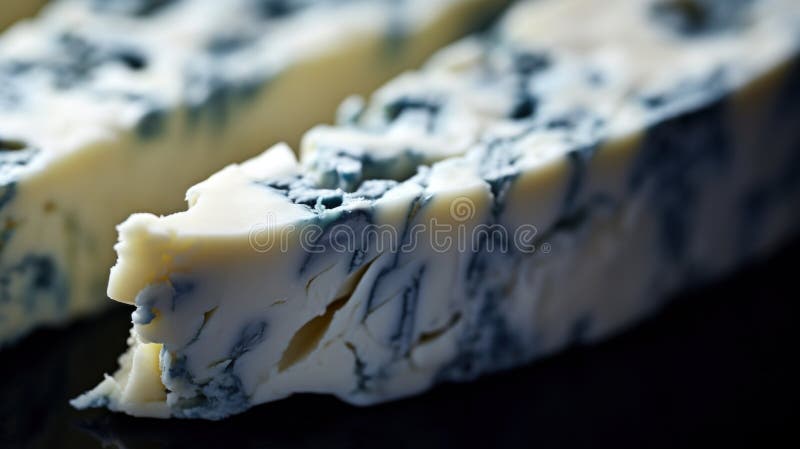 A Close Up of a Piece of Cheese with Blue Mold, AI Stock Illustration ...