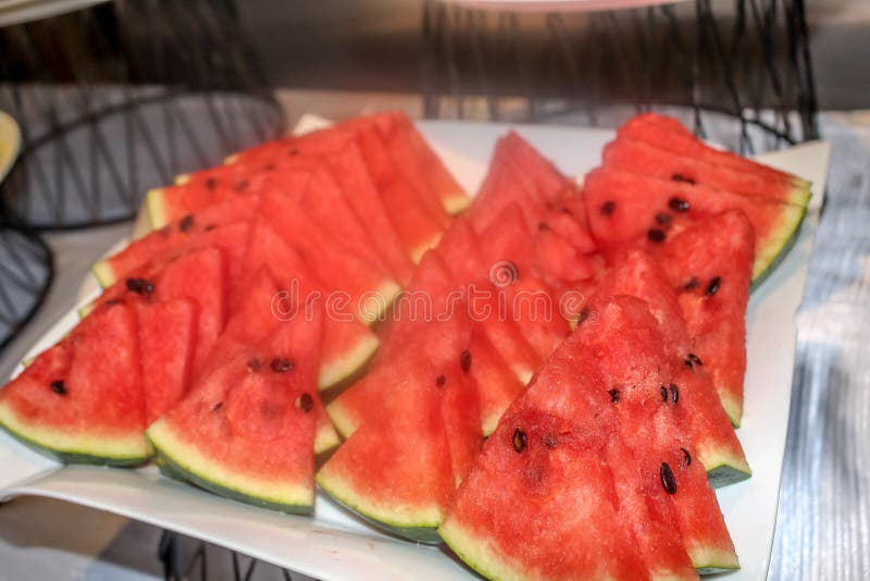 Close Up Piece of Watermelon in the Buffet Line Stock Photo - Image of ...