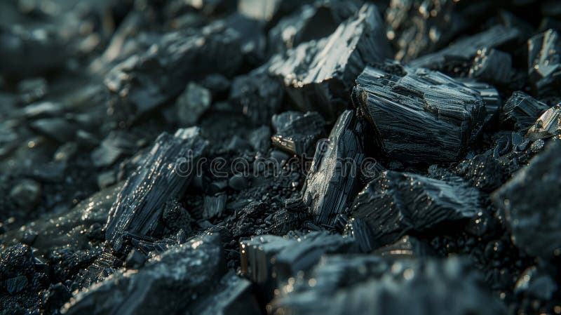 A Close-up of Pieces of Coal. Charcoal Has a Shiny Surface with ...