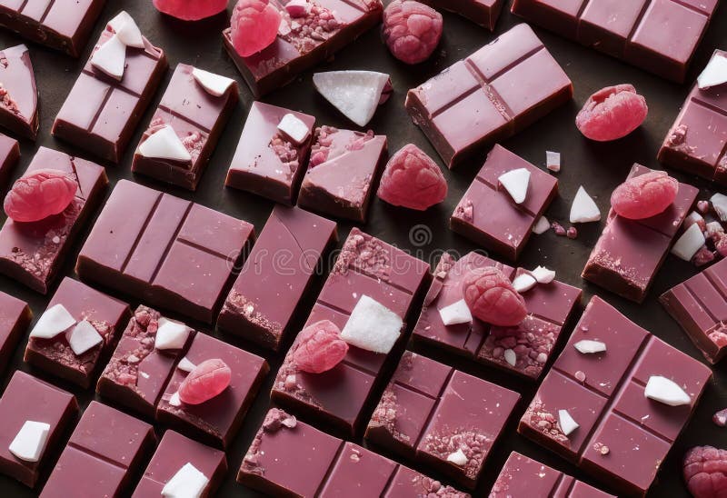A Close-up of Pieces of Pink Ruby Chocolate Stock Illustration ...