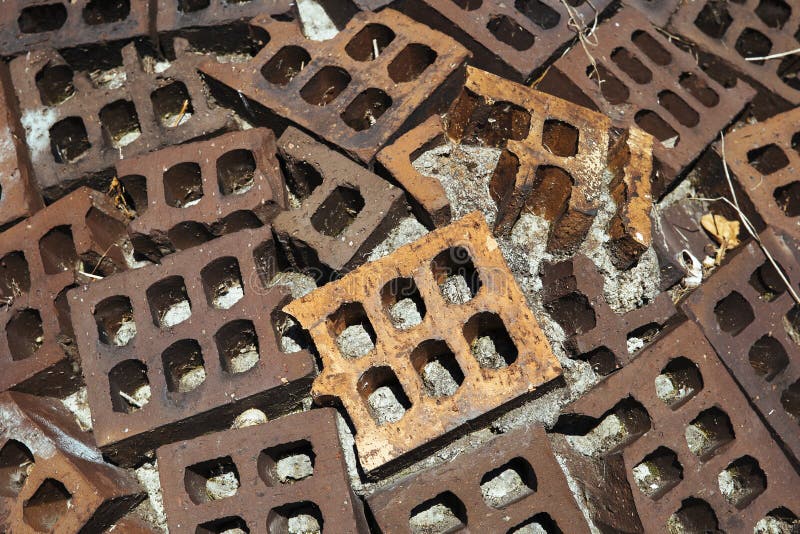 Close-up of Pierced Bricks on Cement Wall Stock Image - Image of ...
