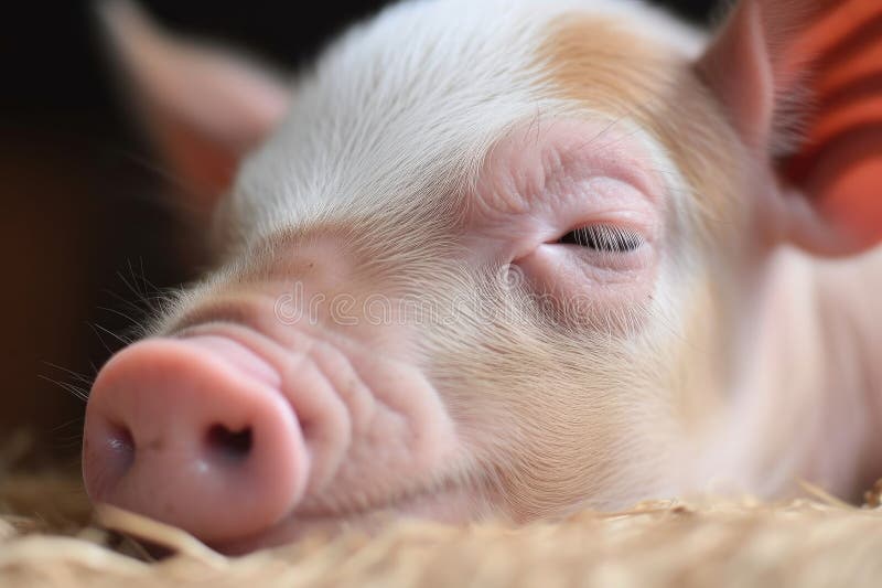 Close-up of Piglet& X27;s Face, with Its Eyes Peacefully Closed Stock ...
