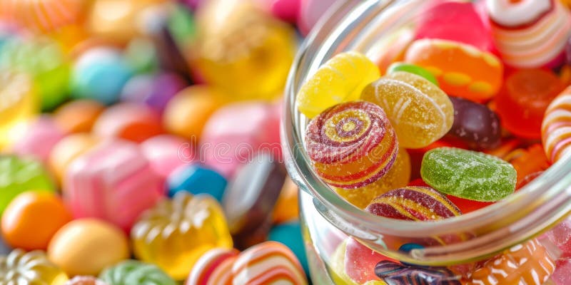 A Pile of Assorted, Brightly Colored Candies Spilling Out of a Jar ...