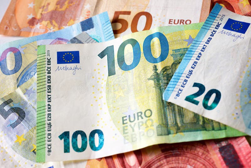 Close-up of a Pile of Banknotes of the European Union Stock Image ...