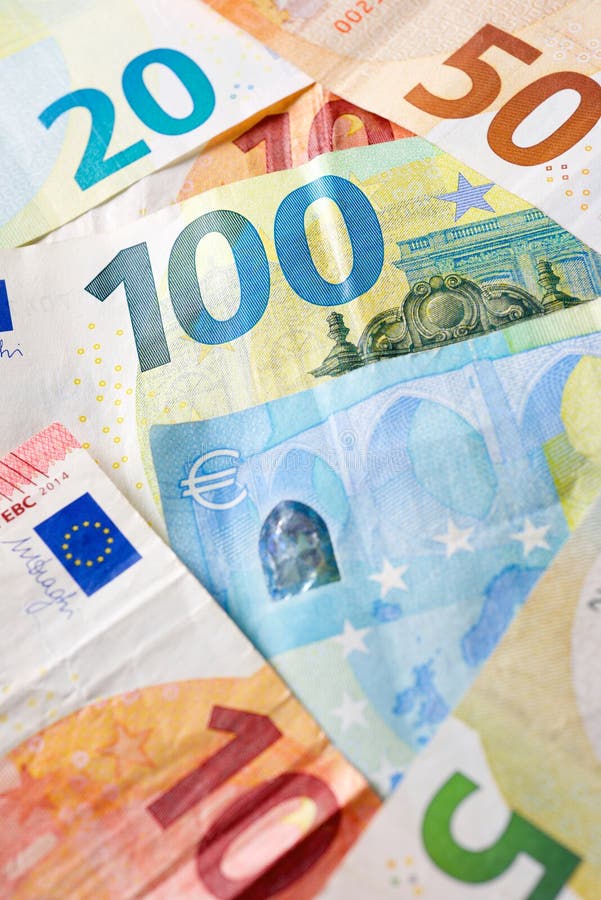 Close-up of a Pile of Banknotes of the European Union Stock Image ...