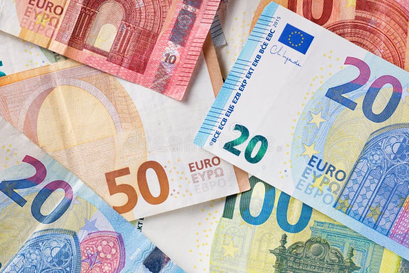 Close-up of a Pile of Banknotes of the European Union Stock Image ...