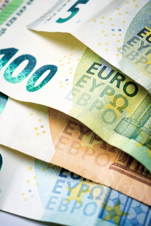 Close-up of a Pile of Banknotes of the European Union Stock Image ...
