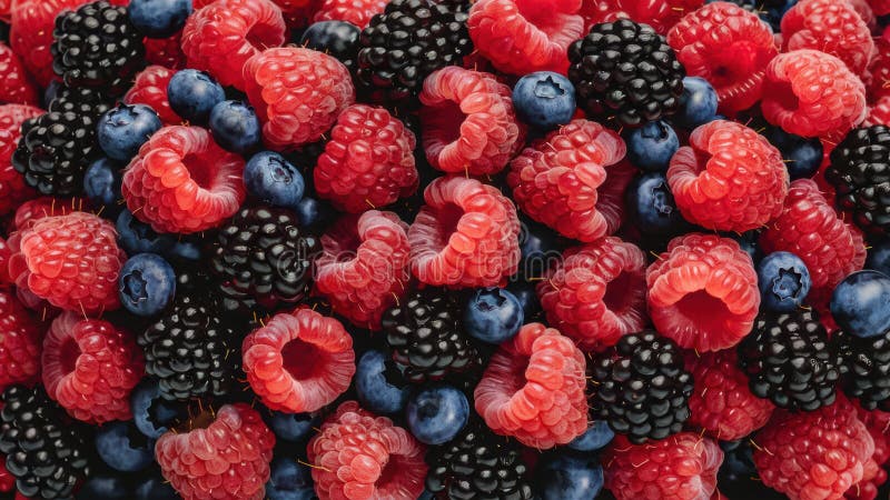 A Close Up of a Pile of Berries that are Red and Black, AI Stock Photo ...