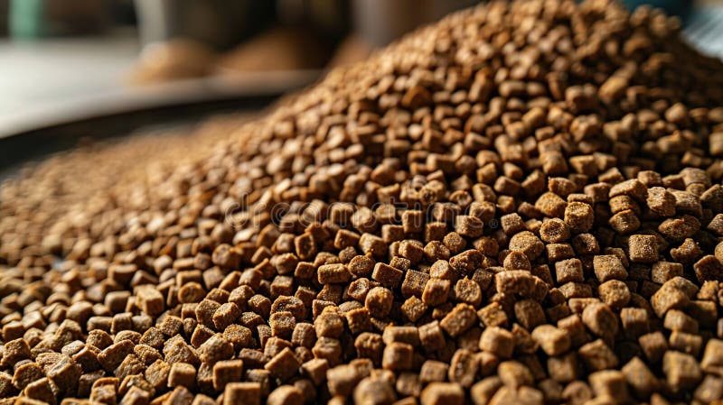 Close-up of a Pile of Brown, Square-shaped Pet Food Kibble Stock ...