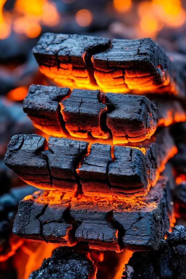 A Close Up of a Pile of Charcoal in a Fire Pit Stock Image - Image of ...