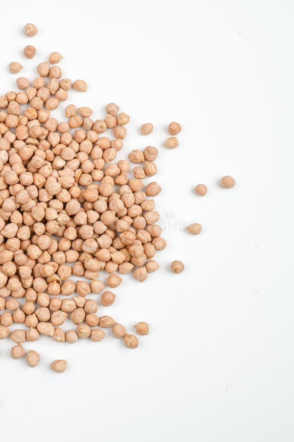 Close Up of a Pile of Chickpeas on White Background. Top View Vertical ...