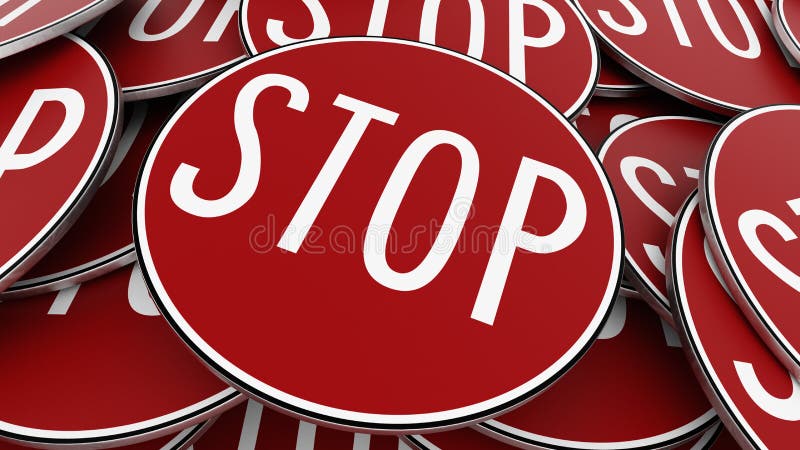 Close Up on Pile of Circular Red Stop Signs Stock Illustration ...