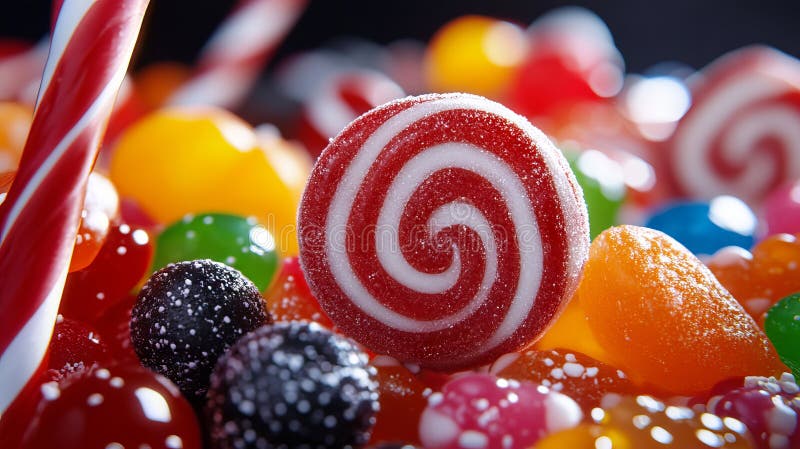 A Close Up of a Pile of Colorful Candies and Lollipops Stock Photo ...