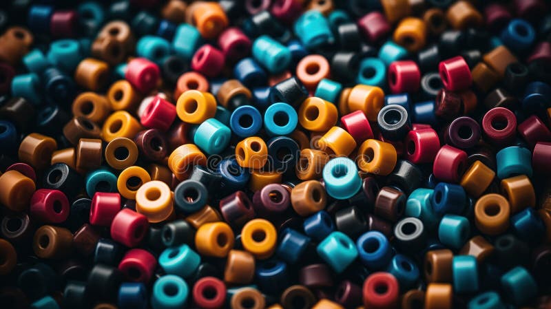 A Close Up of a Pile of Colorful Plastic Beads, AI Stock Illustration ...