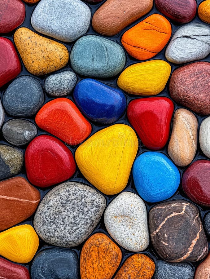 A Close Up of a Pile of Colorful Rocks in the Water Stock Image - Image ...