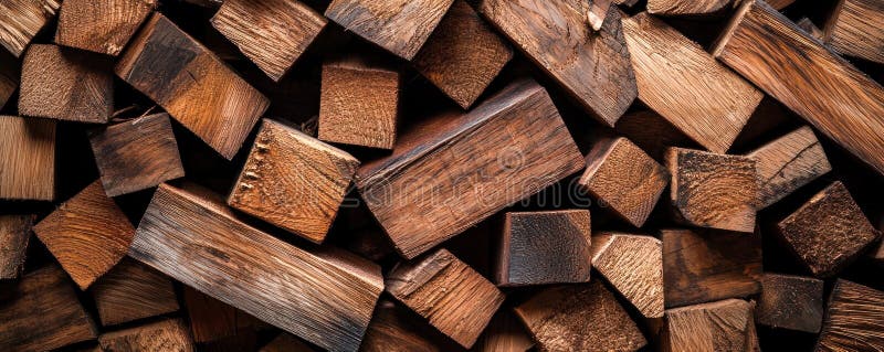 Close-Up of Pile of Cut Wooden Blocks Stock Image - Image of detail ...
