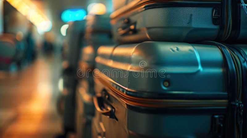 A Close Up of a Pile of Luggage Sitting on the Floor, AI Stock Photo ...