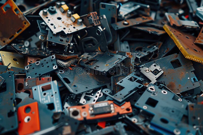 A Pile of Old Electronic Components for Recycling Stock Illustration ...