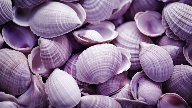 Close-up of a Pile of Purple Shells. Monochrome Background Stock ...
