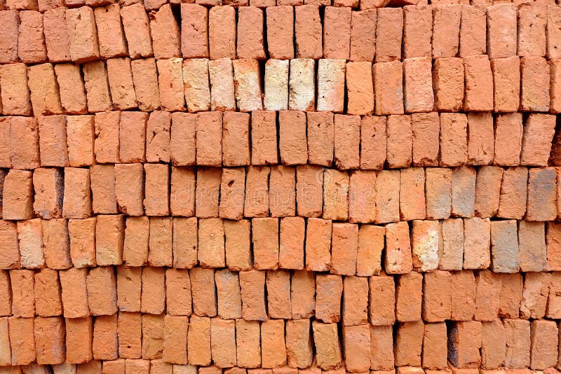 Pile of Red Brick Background for Construction. Stock Image - Image of ...